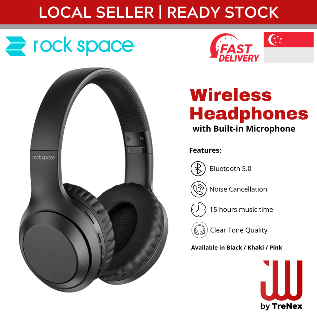 [SG NEXT DAY SHIP] Rock Space Wireless Headphone Foldable Headset with ...