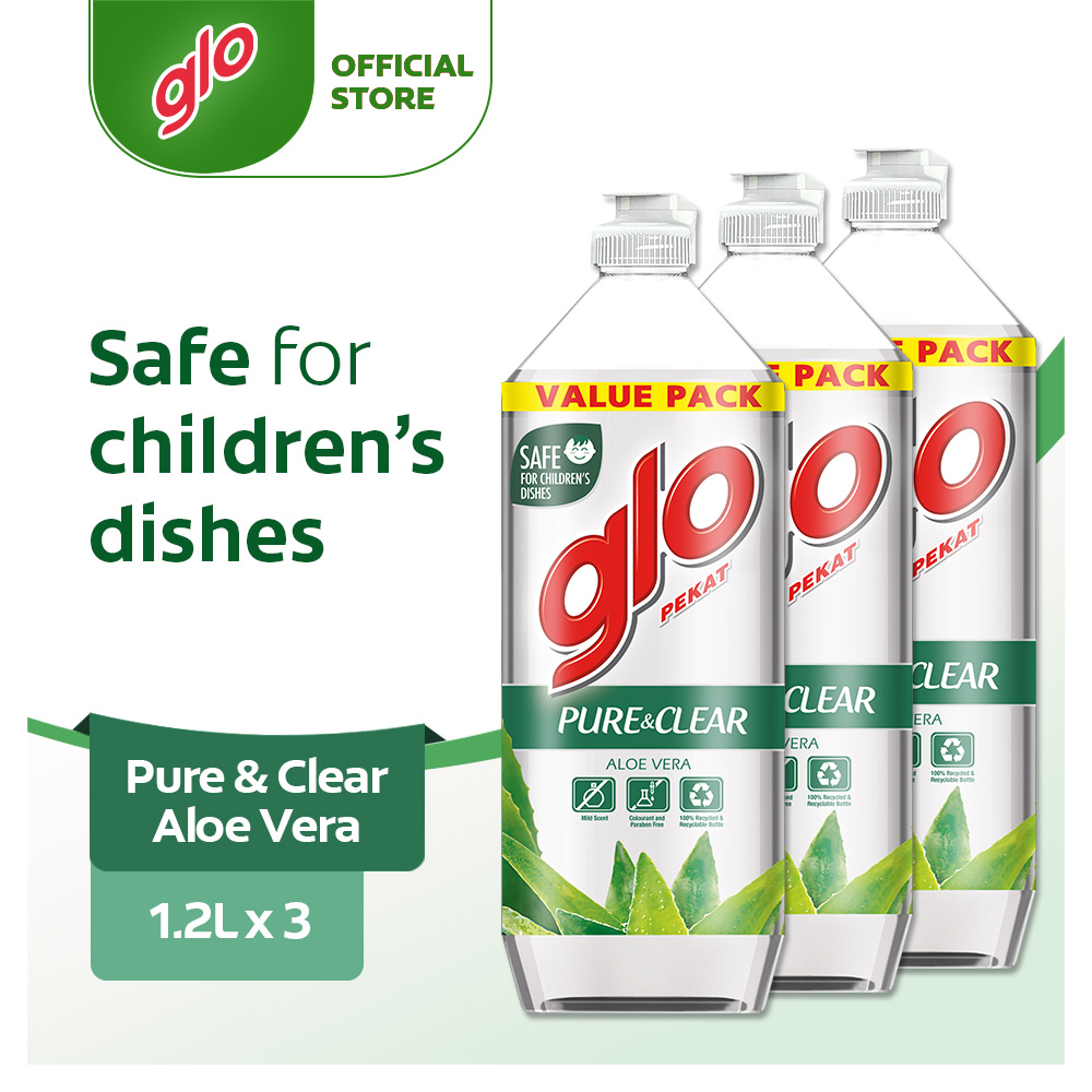 Glo Pure & Clear Aloe Vera Dishwashing Liquid 1.2L [Bundle of 3 ...