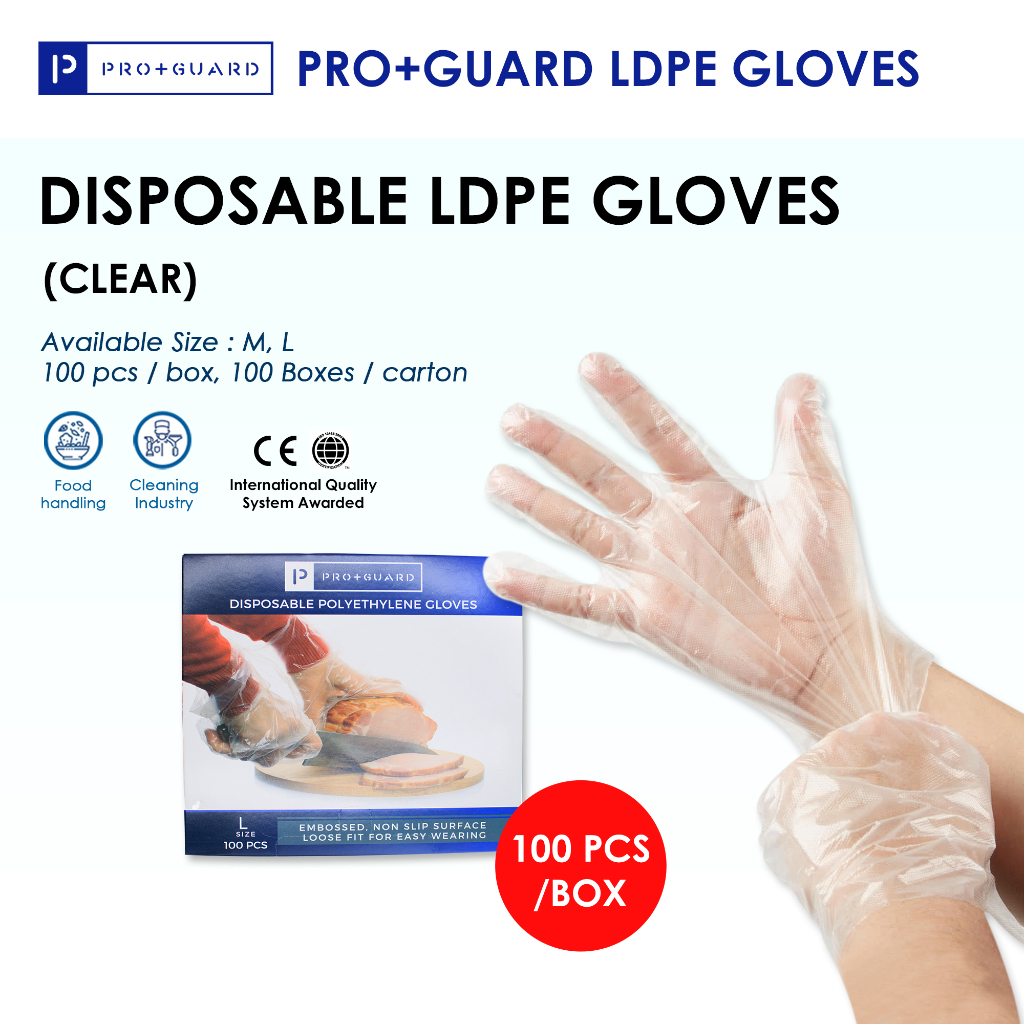 Pro+Guard LDPE/Polyethylene Disposable Gloves (Clear) | Size M/L ...