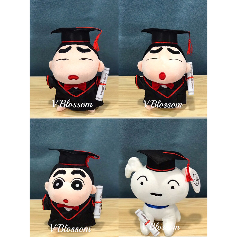 [SG Seller] 20cm Graduation Bear Crayon Shin Chan Shiro Soft Toys ...