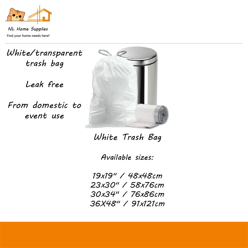 [SG STOCK READY] White Trash Bag | Garbage Bag | Rubbish Bag | Plastic ...