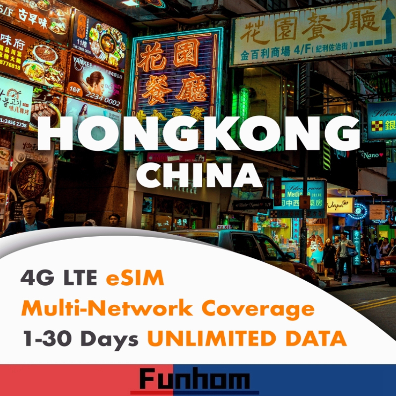 China(Hong Kong) 4G eSIM 1-30 Days Unlimited Data Plan High speed Data ...