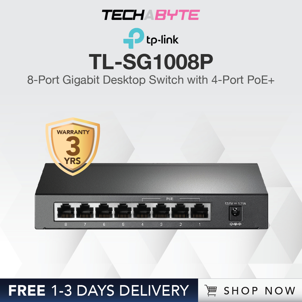 TP-Link TL-SG1008P | 8-Port Gigabit Desktop Switch with 4-Port PoE+ ...