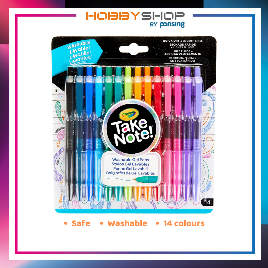 Crayola 586414 Take Note Washable Gel Pens, 14 Colours | Shopee Singapore