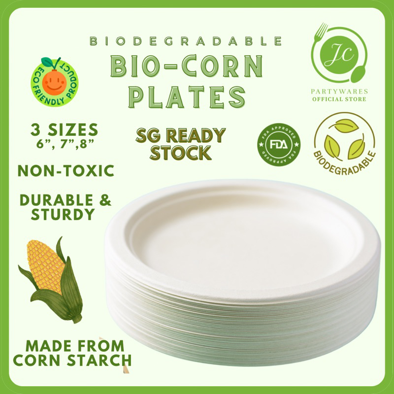 SG INSTOCKS - Biodegradable Bio-Corn - 6" / 7" / 9" Disposable Plate ...