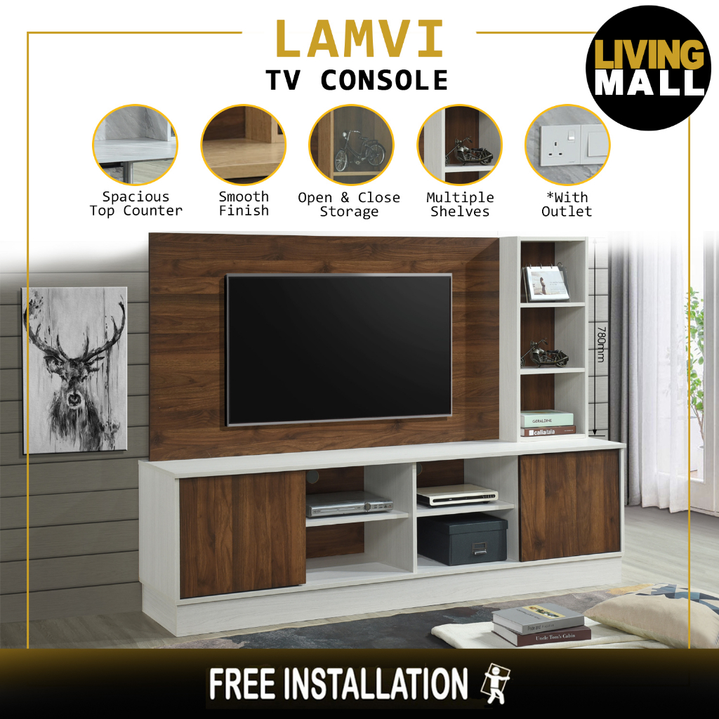 Living Mall Lamvi TV Console with Back Panel in 4 Designs | Shopee ...