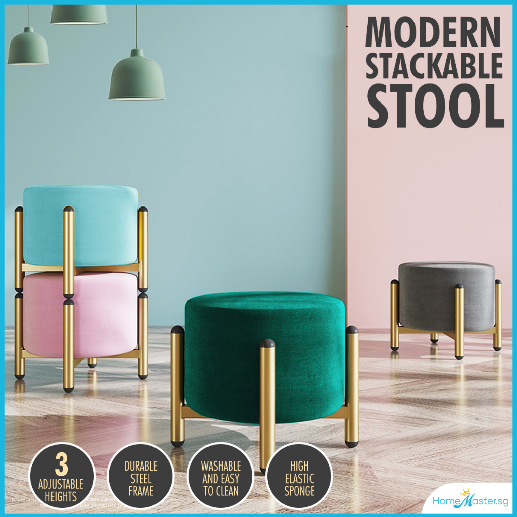 [SG Ready Stock] European Style Stackable Round Stool Creative 3 Height ...