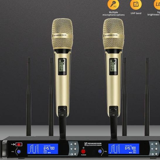 SKM9000 Wireless Microphone 2 handheld 200M receiving distance 4 antennas UHF FM All metal ...