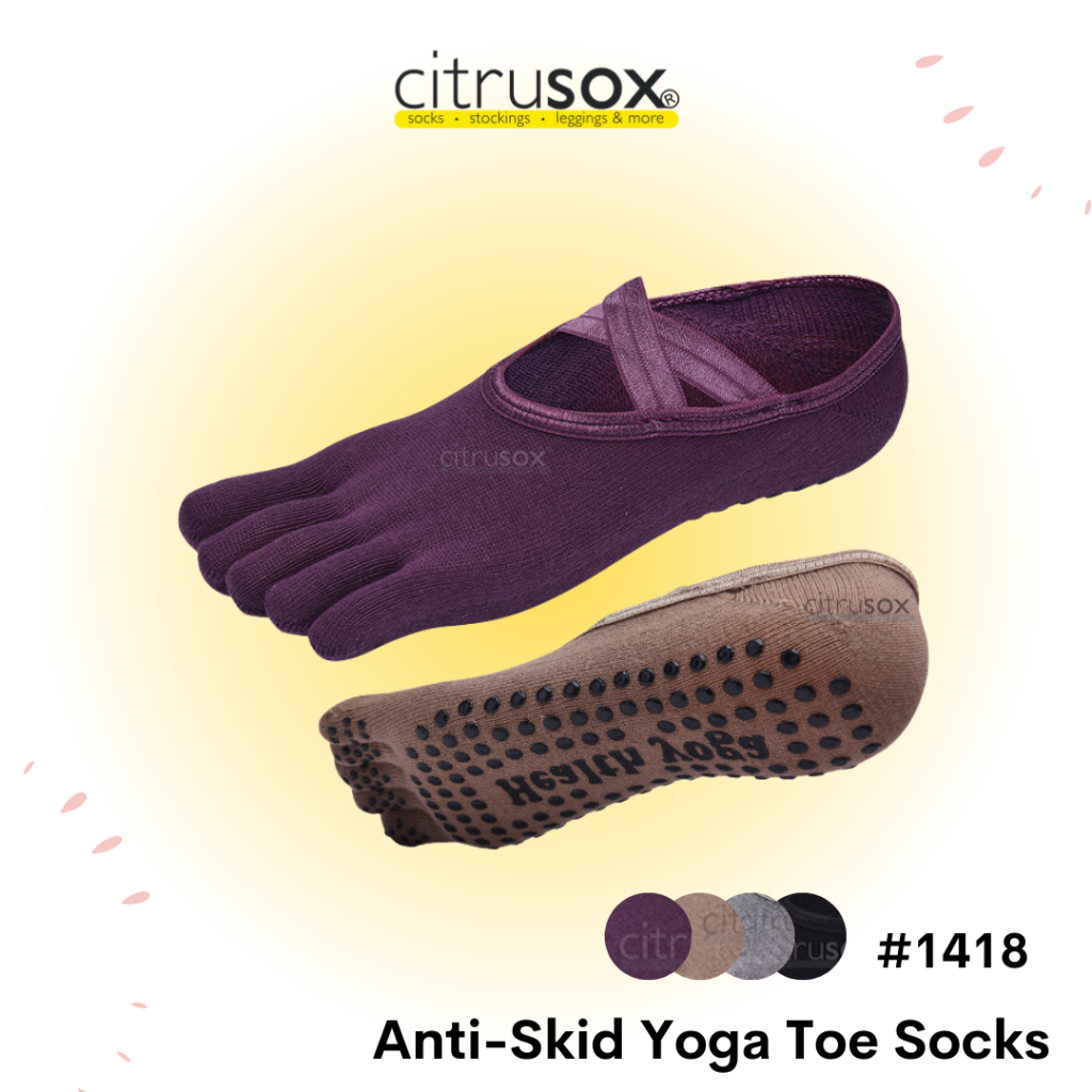 CITRUSOX Anti-Skid Hidden Yoga Pilates Grip Sports Exercise Five Toe ...