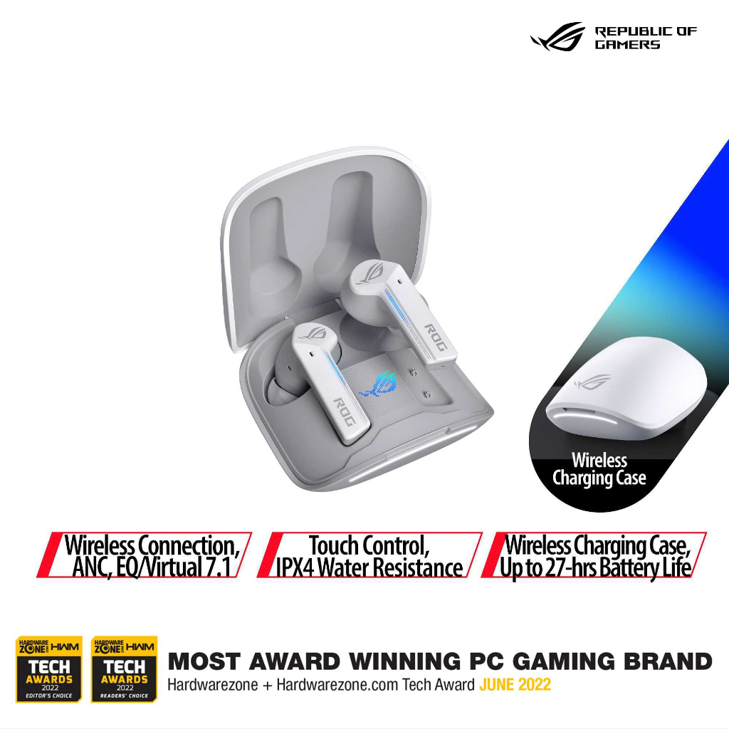 ASUS ROG Cetra True Wireless Gaming Headphones Moonlight White - Low ...