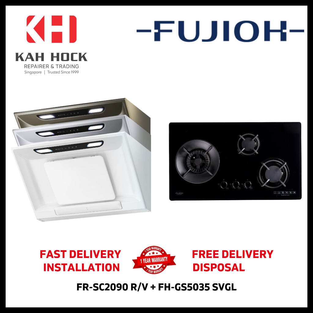 FUJIOH FR-SC2090 R/V 900MM INCLINED DESIGN COOKER HOOD + FH-GS5035 SVGL ...