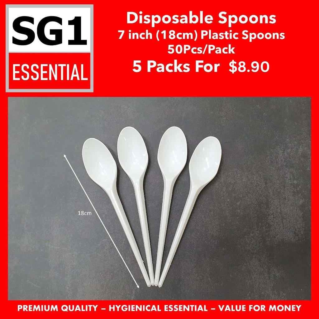 DISPOSABLE PLASTIC SPOON 50PCS ( $8.90 FOR 5 PACKS ) | Shopee Singapore