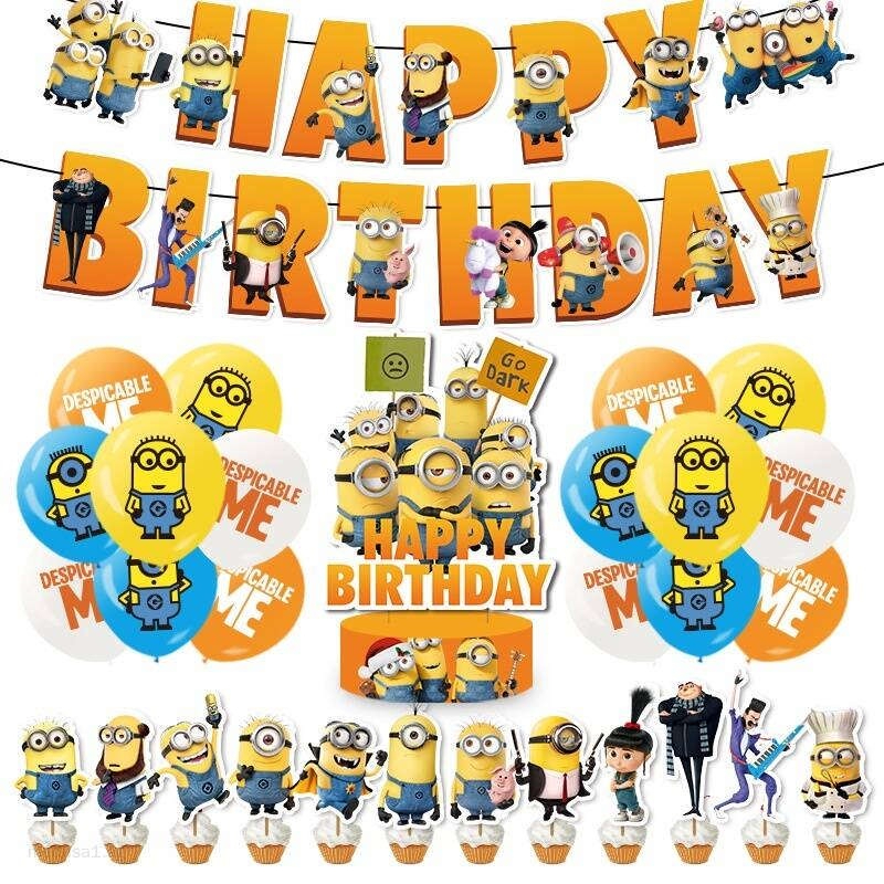 Minions Theme Party Decoration Set Party Supplies Happy Birthday Banner ...