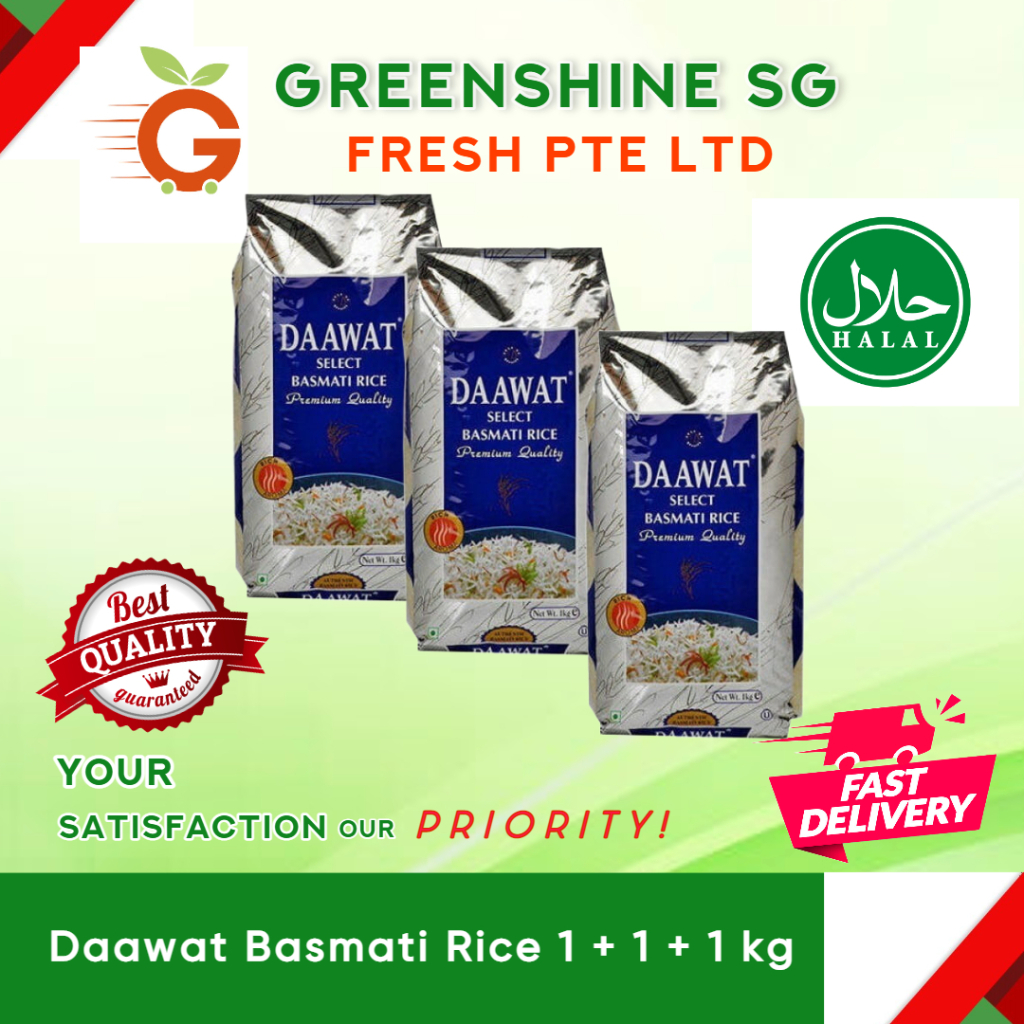 [Greenshinesg]Daawat Select basmati rice 1 kg x 3 pcs pack | Shopee ...
