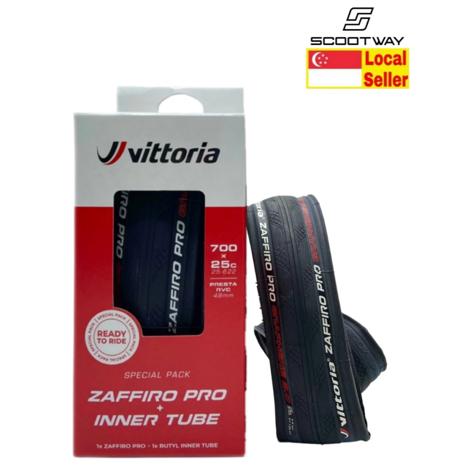 Vittoria Zaffiro Pro Graphene 2.0 700x25C Clincher Road Tire with Inner ...