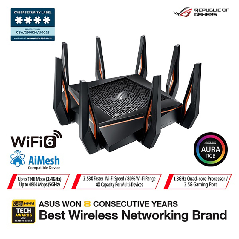 Asus ROG GT-AX11000 Tri Band WiFi Gaming Router | Shopee Singapore