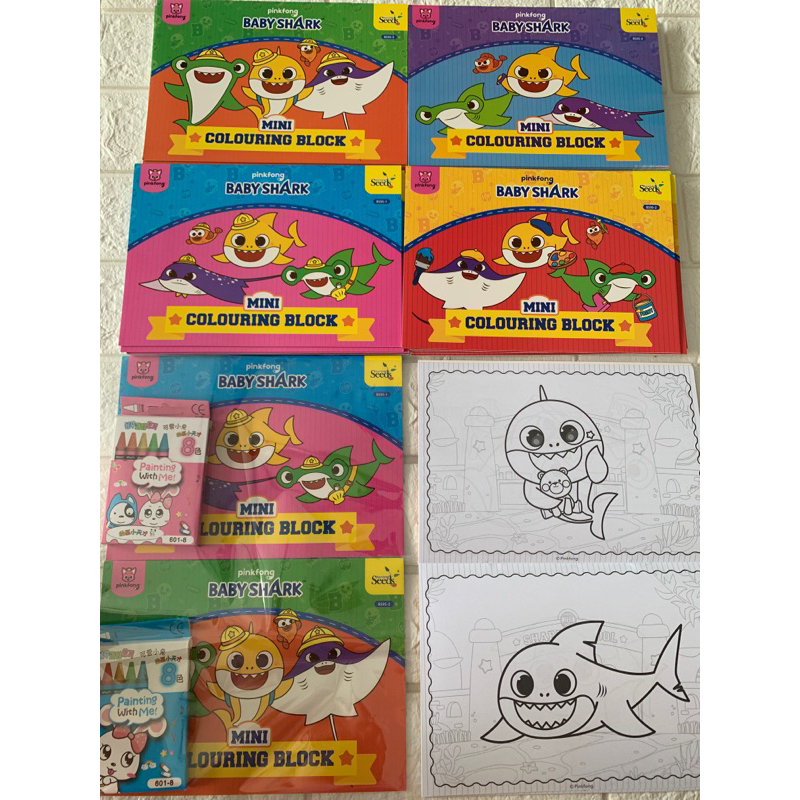 A5 babyshark pinkfong Coloring book!! free crayon with every purchase ...