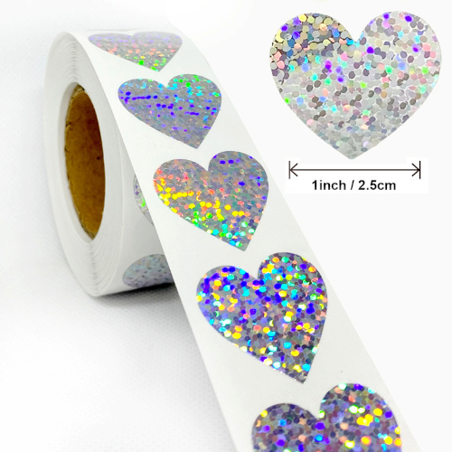 DIY Scratch off 25mm Heart laser hologram 10 pieces stickers and cards ...