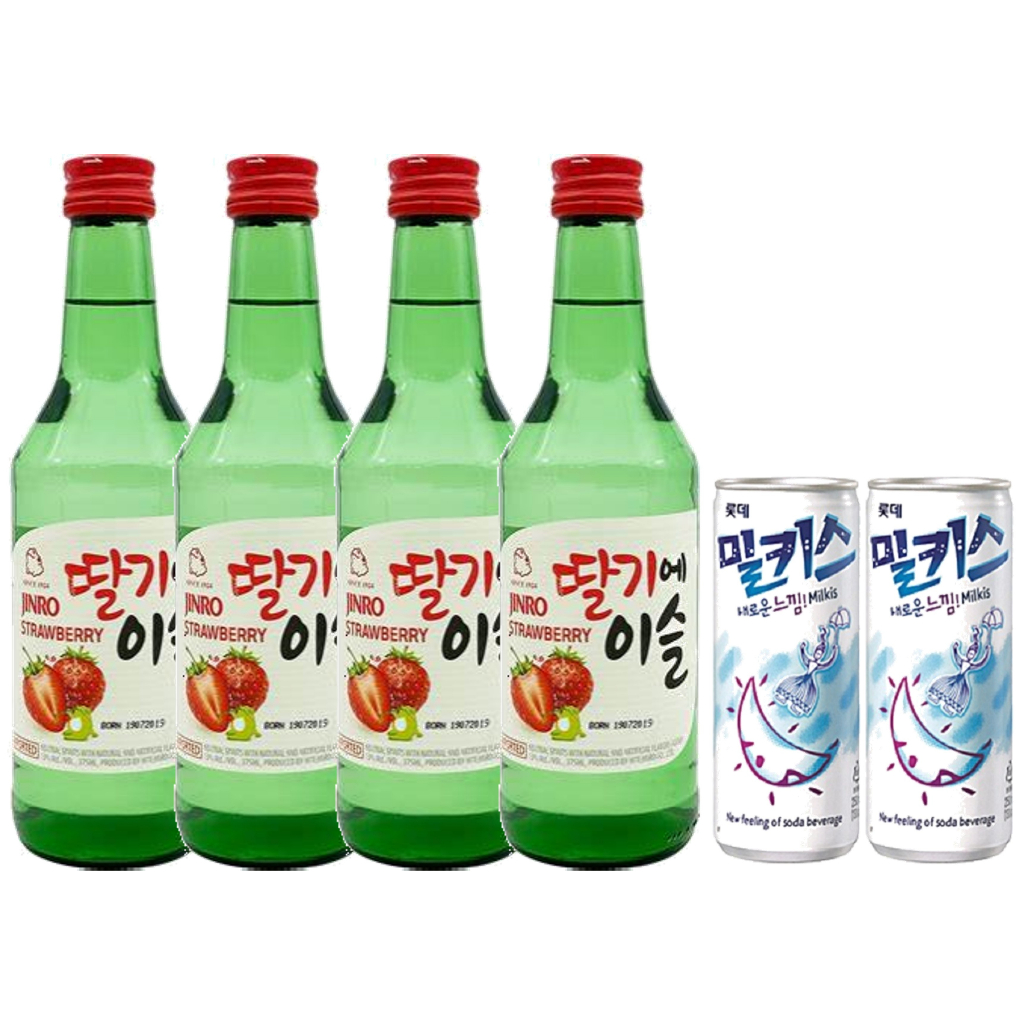 Jinro Soju - STRAWBERRY - 4 Pack Bundle - 13% abv (04 x 360ml Bottle ...