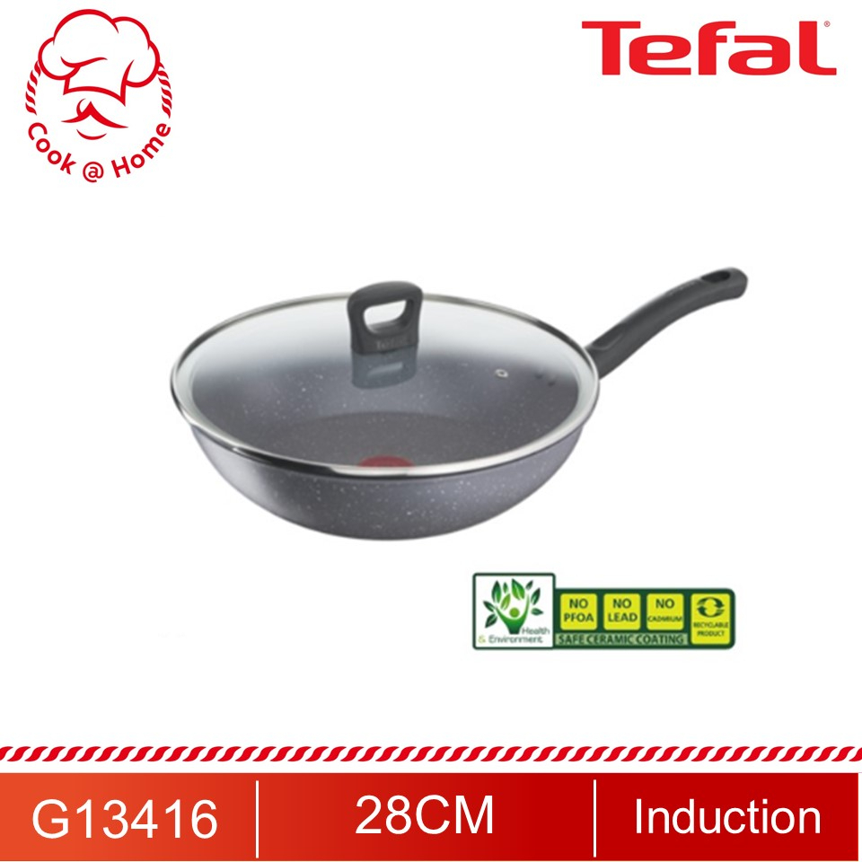 Tefal Cook Healthy Induction Wokpan 28cm with Glass Lid G13416 | Shopee Singapore