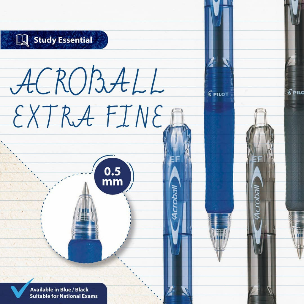 Pilot Acroball Pen - 0.5mm Nib (Extra Fine) - For Examination Ballpoint ...
