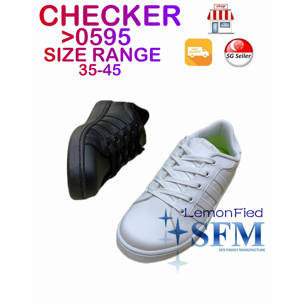 Checker 0595 B Lace Size 37 - 45 School Shoe White Black Sneaker Sport ...