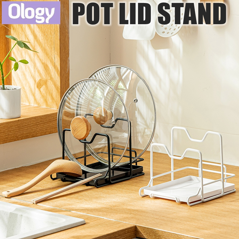 Kitchen Pan Pot Lid Stand Organizer Rack Spatula Cooking Holder with ...