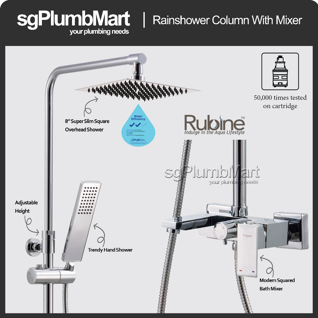 Rubine x sgPlumbMart Rainshower System Inox R2 Series Square / RSC-INOX ...