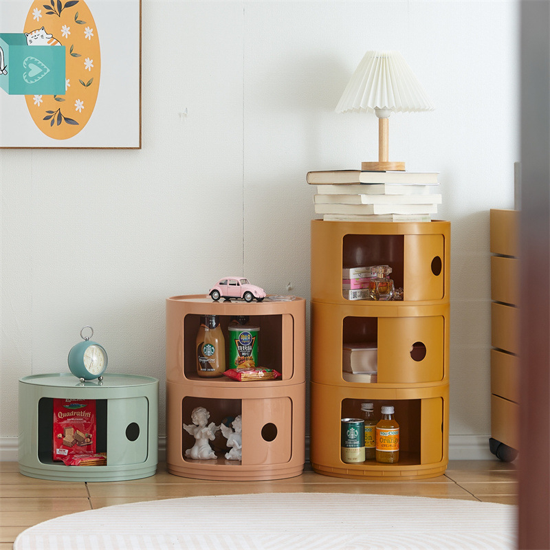 [Local Seller] Northern Europe Storage Cabinet Round Nightstand Drawers ...
