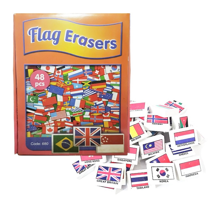 Flag Erasers 48 pcs | Shopee Singapore