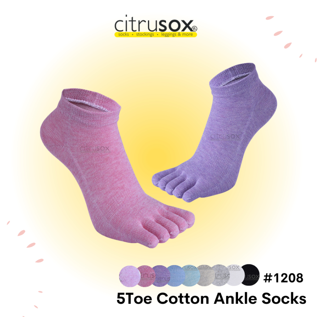 CITRUSOX Hygiene Cotton Basic Ankle Five-Toe Socks (22-25 cm fits EU 36 ...