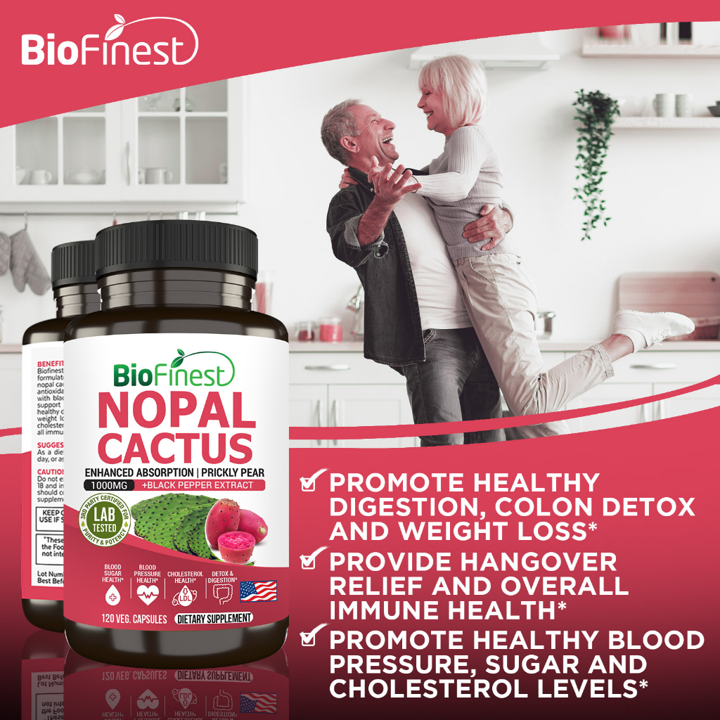 Biofinest Nopal Cactus 1000mg Supplement Prickly Pear Digestion Weight ...