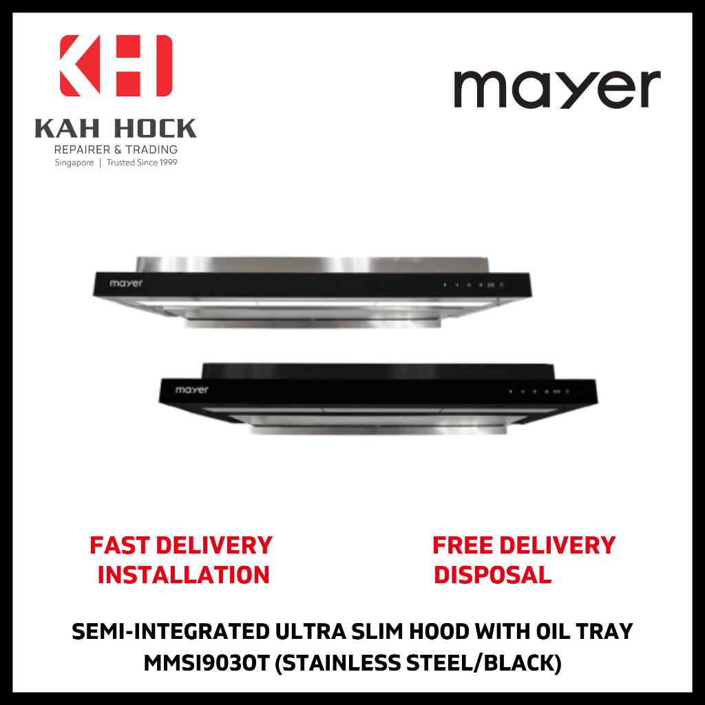 MAYER MMSI903OT (SS/BK/GUN METAL) SEMI-INTEGRATED ULTRA SLIM HOOD WITH ...