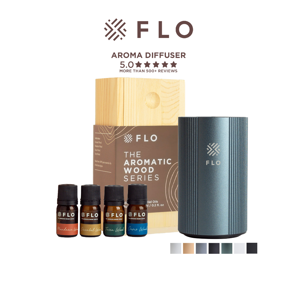 FLO Diffuser Go Aromatic Wood Bundle - Aroma Nebulising Portable Essential Oil Diffuser with 4 ...