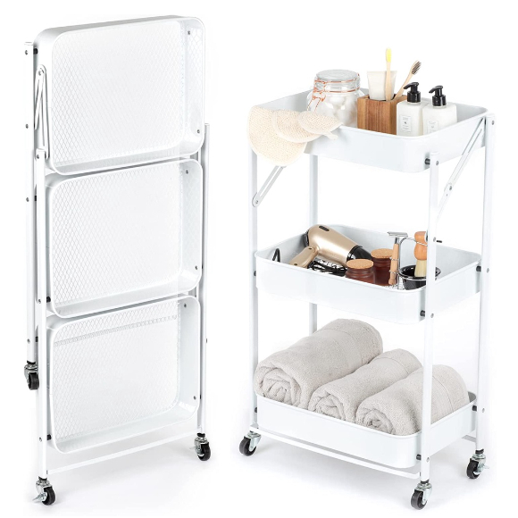 👍CHEAPEST!👍 Multi-purpose Foldable 3 Tier Storage Trolley Rolling Cart ...