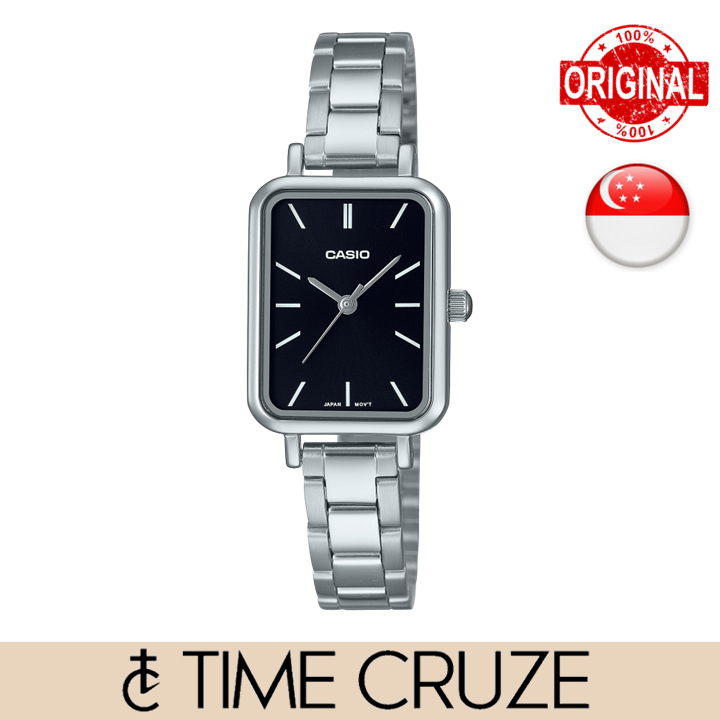 [Time Cruze] Casio LTP-V009 Stainless Steel Strap Black Dial Analog Women Watch LTP-V009D-1EUDF ...