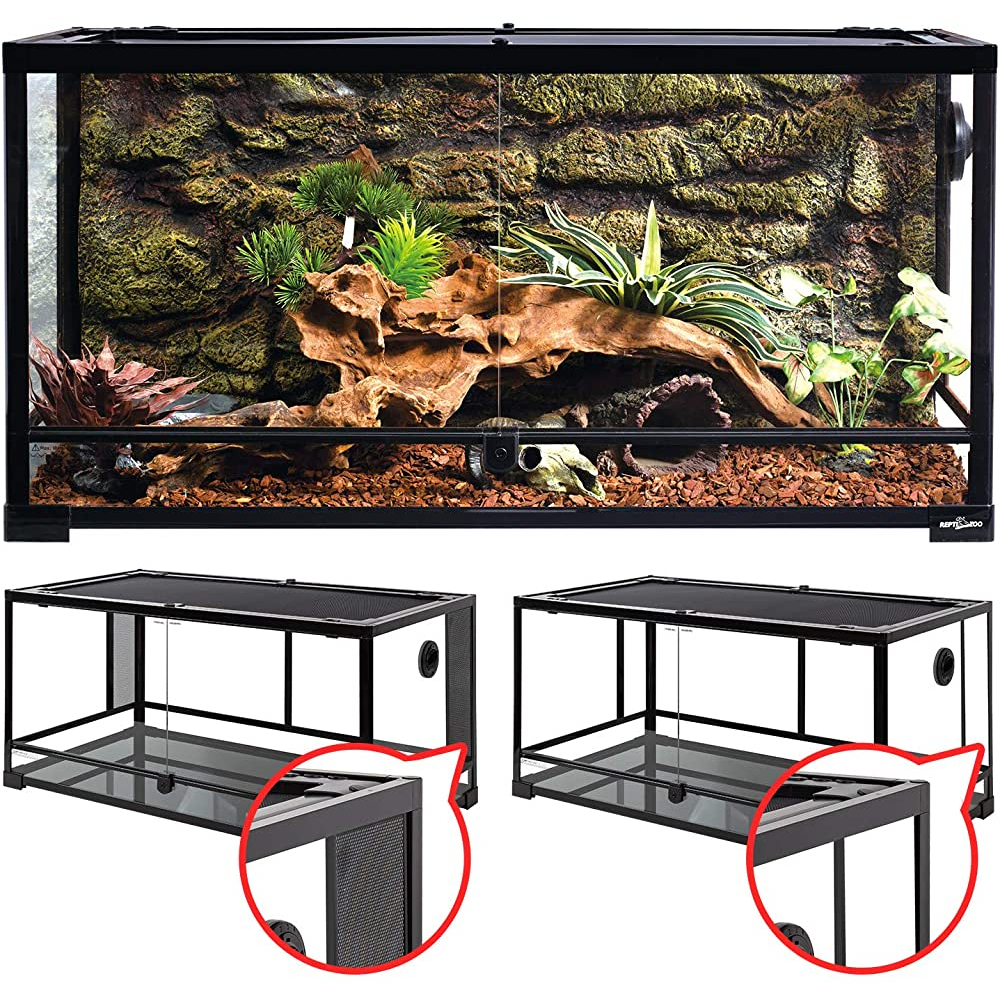 REPTIZOO REPTILE GLASS TERRARIUM S-HINGE DOOR WITH TWO VENTILLATION ...