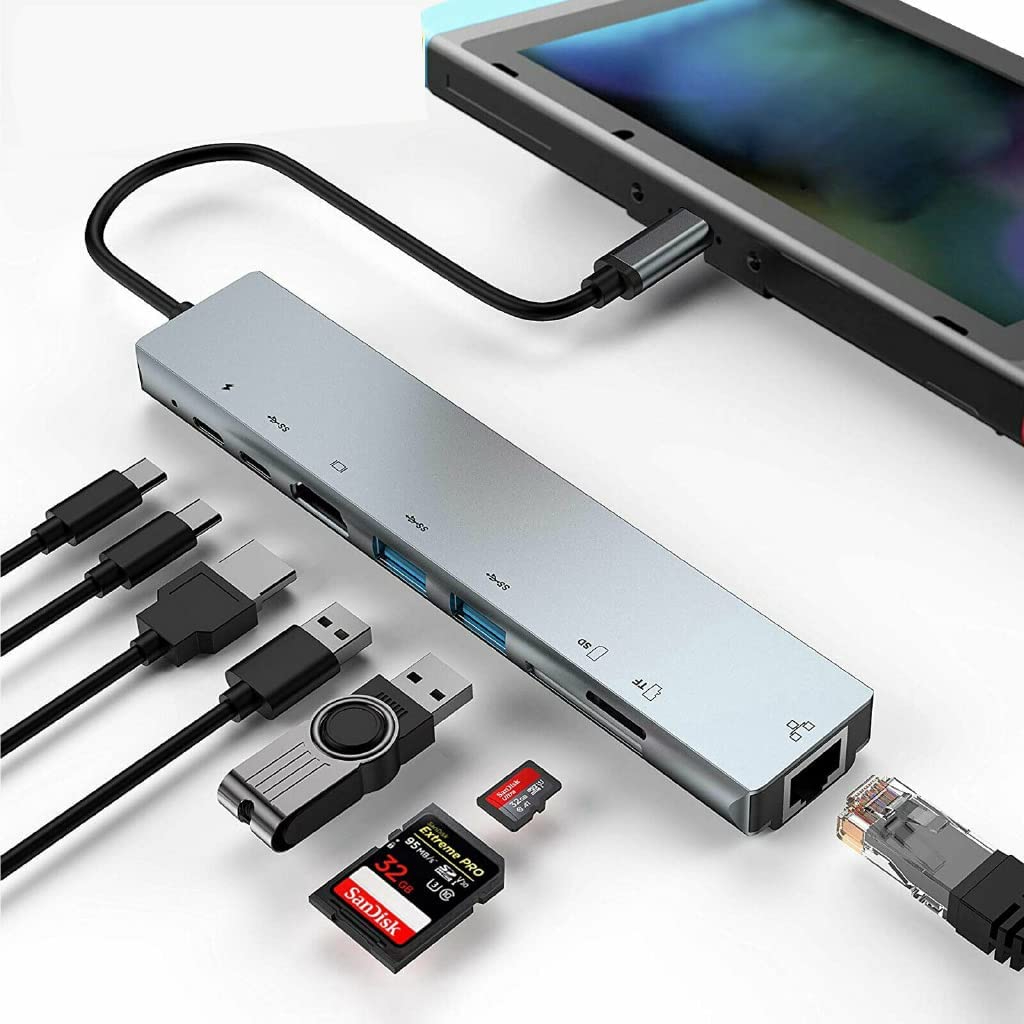 8 in 1 usb c hub for macbook pro type c hdmi ethernet SD card slot ...