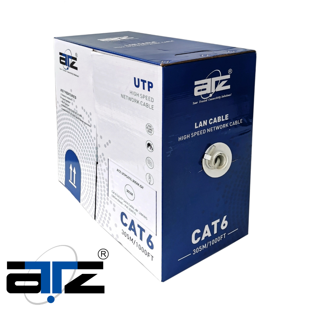 ATZ Cat 6 U/UTP Solid Lan Cable, 4P (305m/Box) – PVC | Shopee Singapore