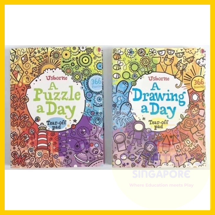 [SG STOCKS] USBORNE Drawing a Day Puzzle a Day Drawing Book Kids Gifts ...