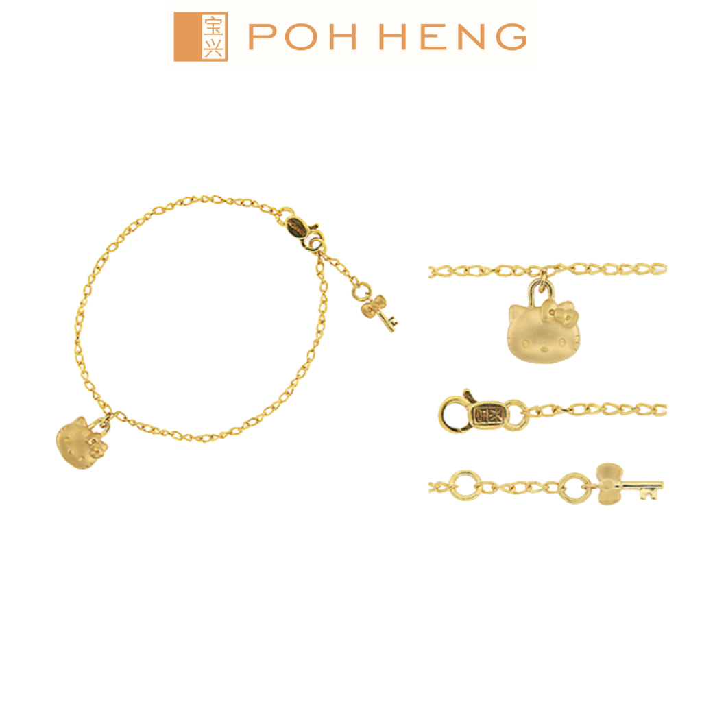 Poh Heng Jewellery Hello Kitty Signature Pendant with Mini Key Bracelet ...