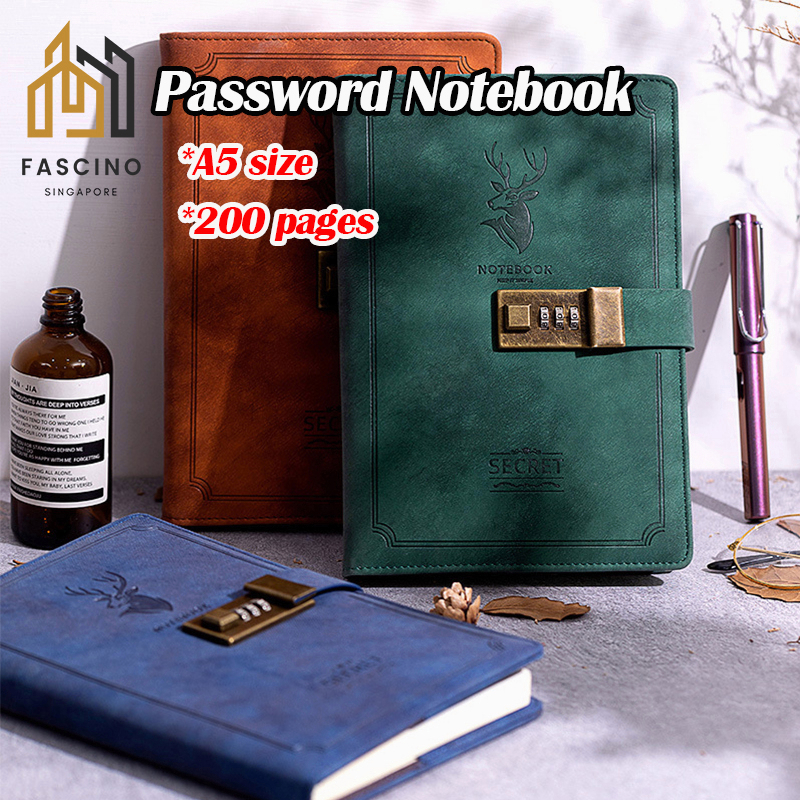【SG】A5 Retro Password Notebook with Lock Thickened Diary Notepad Hand ...
