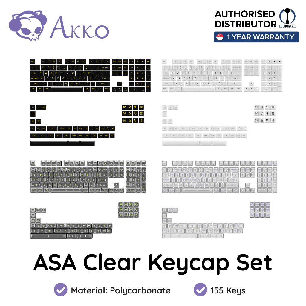 AKKO Clear Transparent Keycap Set in 4 Color Options | Shopee Singapore
