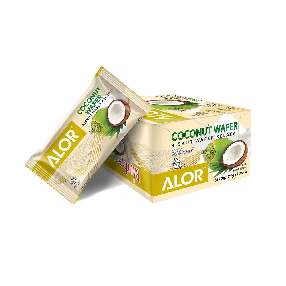 Alor Wafer | Halal | 210g [21g x 10] | Banana | Coconut | Durian | Mango | Mangosteen ...