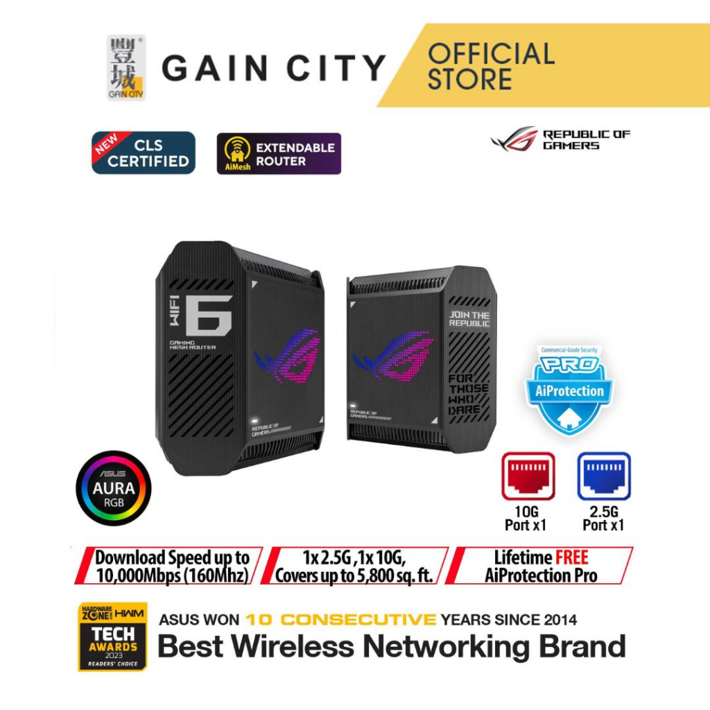 Asus Rog Ax10000 Tri-band Wifi 6 Gaming Zenwifi Mesh (574 + 4804 ...