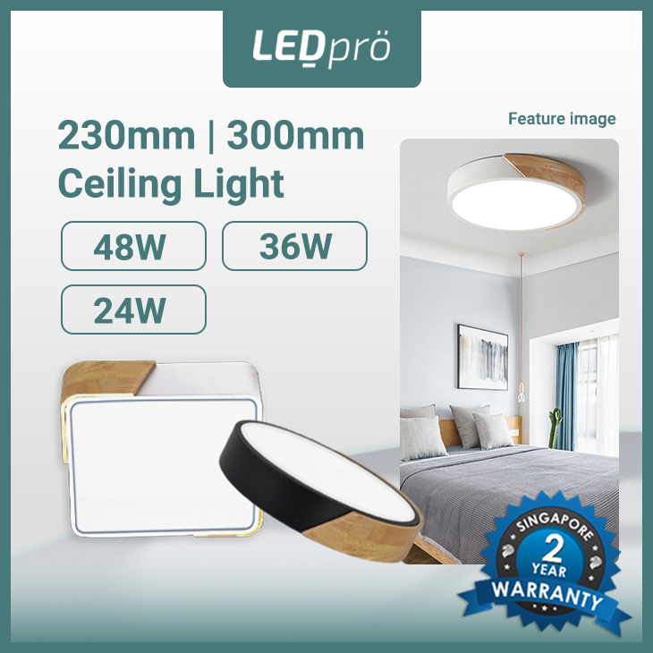 LED PRO Ceiling Lights 230/300MM 24W/36W/48W Tri-tone Wood With Black ...