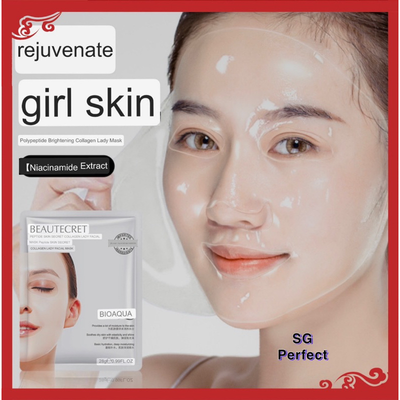 Bioaqua Peptide Skin Secret Collagen Lady Facial Mask | Shopee Singapore