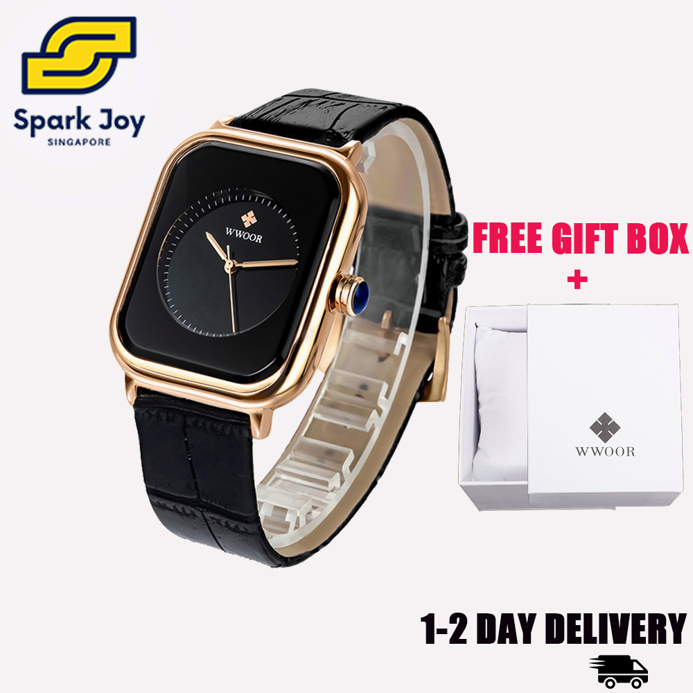 【SG】Women Watch Waterproof Quartz Analog PU Leather Red Case Material ...