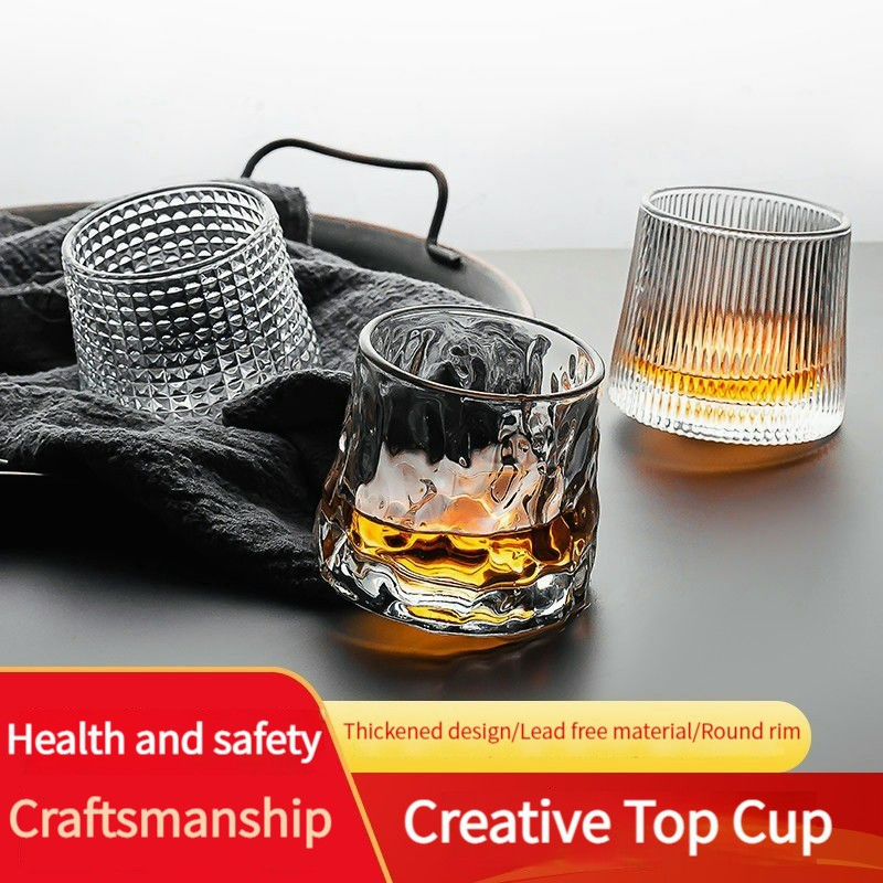 New 200ml rotating glass Whisky wine glass tumbler Top rotating foreign ...