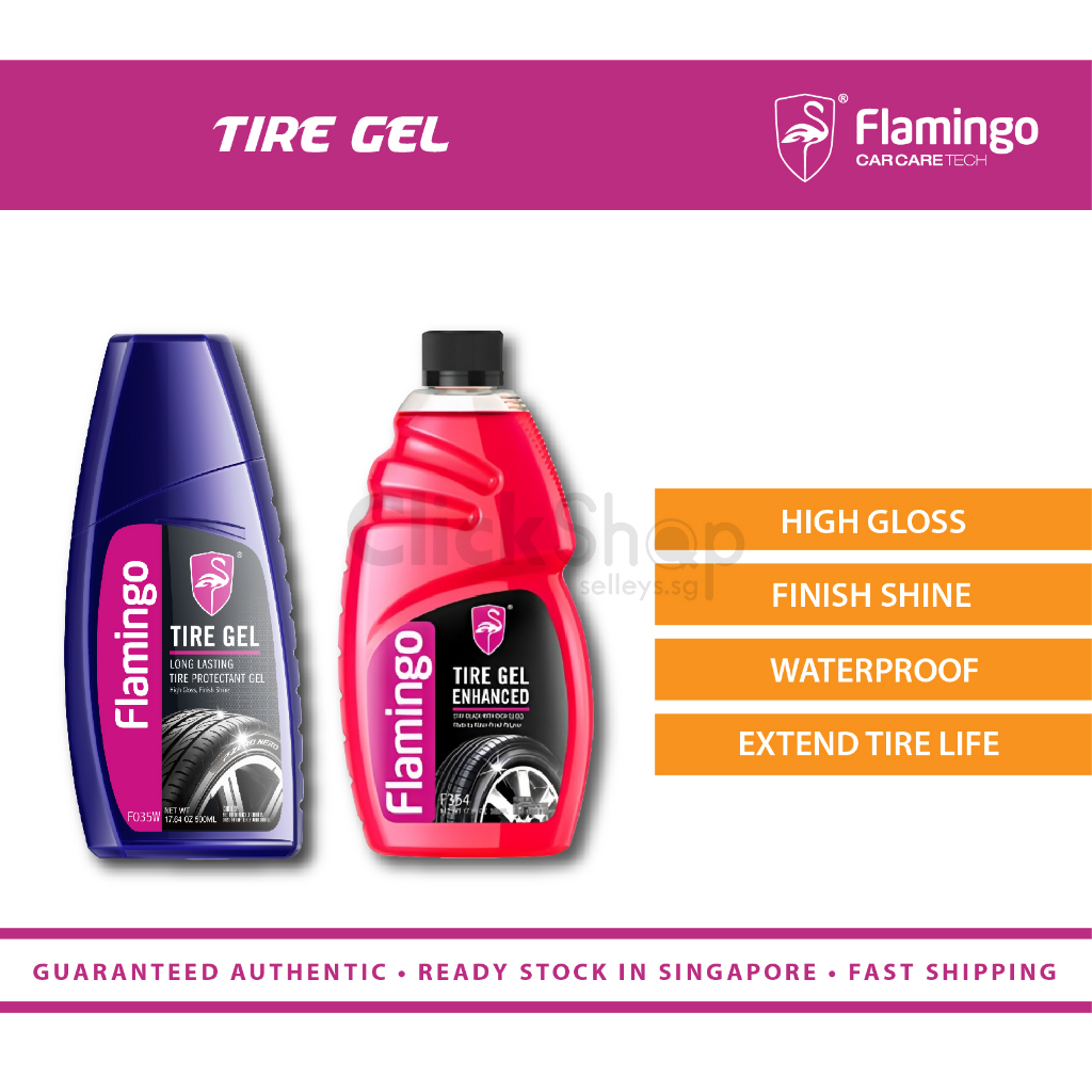 FLAMINGO TIRE GEL TYRE PROTECTANT HIGH GLOSS SHINE WATER SILICONE 500ML ...